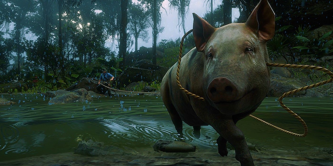Red Dead Redemption 2 Clip Shows Just How Gruesome Pigs Can Be